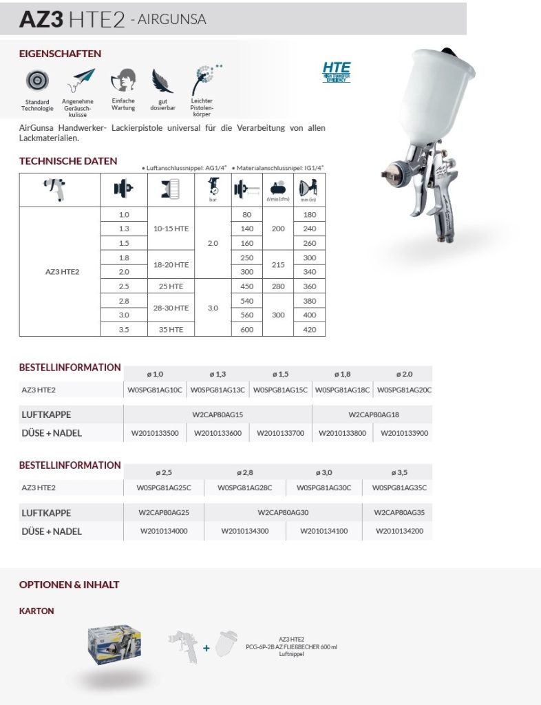 Anest Iwata AirGunsa AZ3 HTE2 ø 1,3mm bei Lackiertechnik.Shop kaufen.